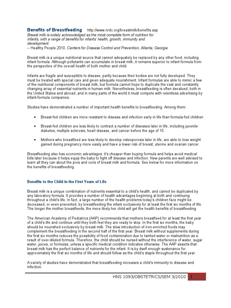 Benefits of Breast Feeding | PDF | Breastfeeding | Breast Milk