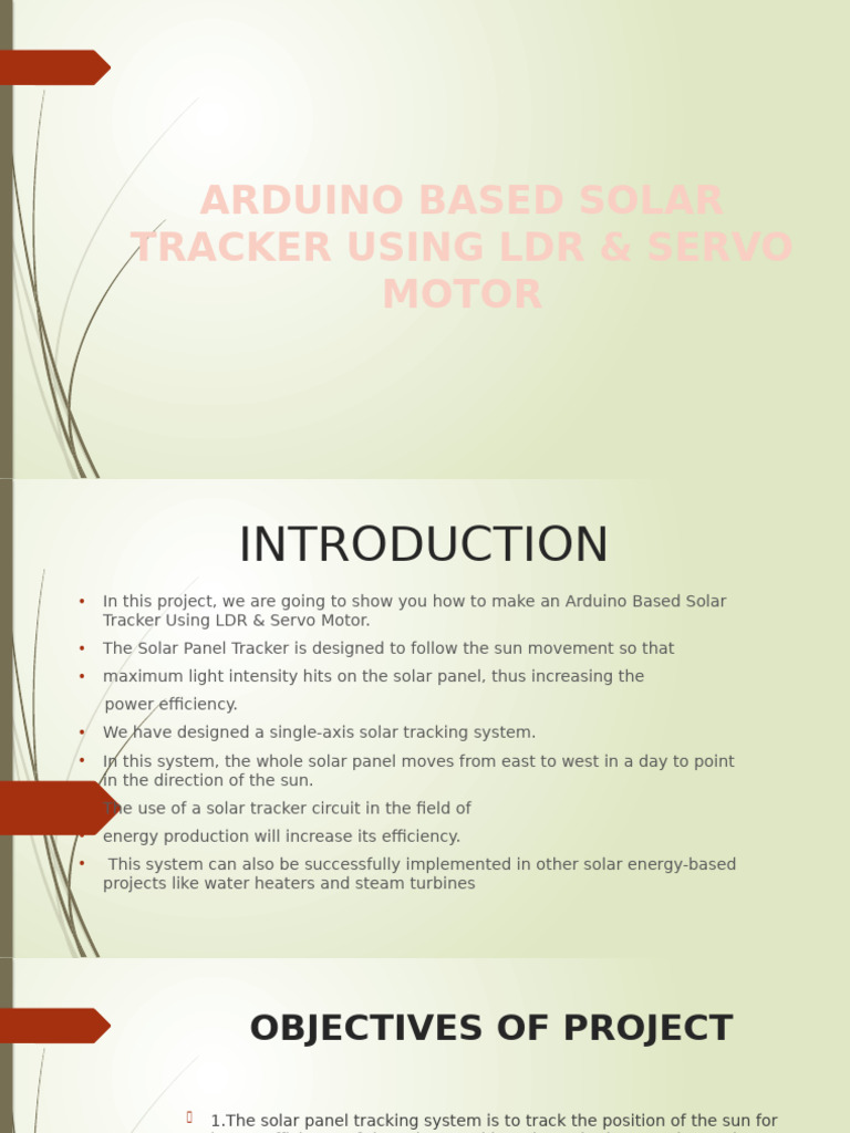 Arduino Based Solar Tracker Using Ldr And Servo Motor Project Pdf