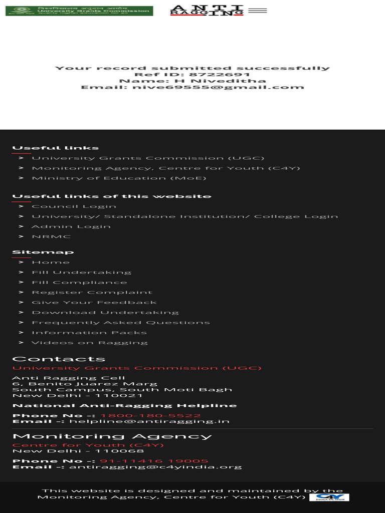 Anti Ragging Ragging in College Anti Ragging Affidavit | PDF