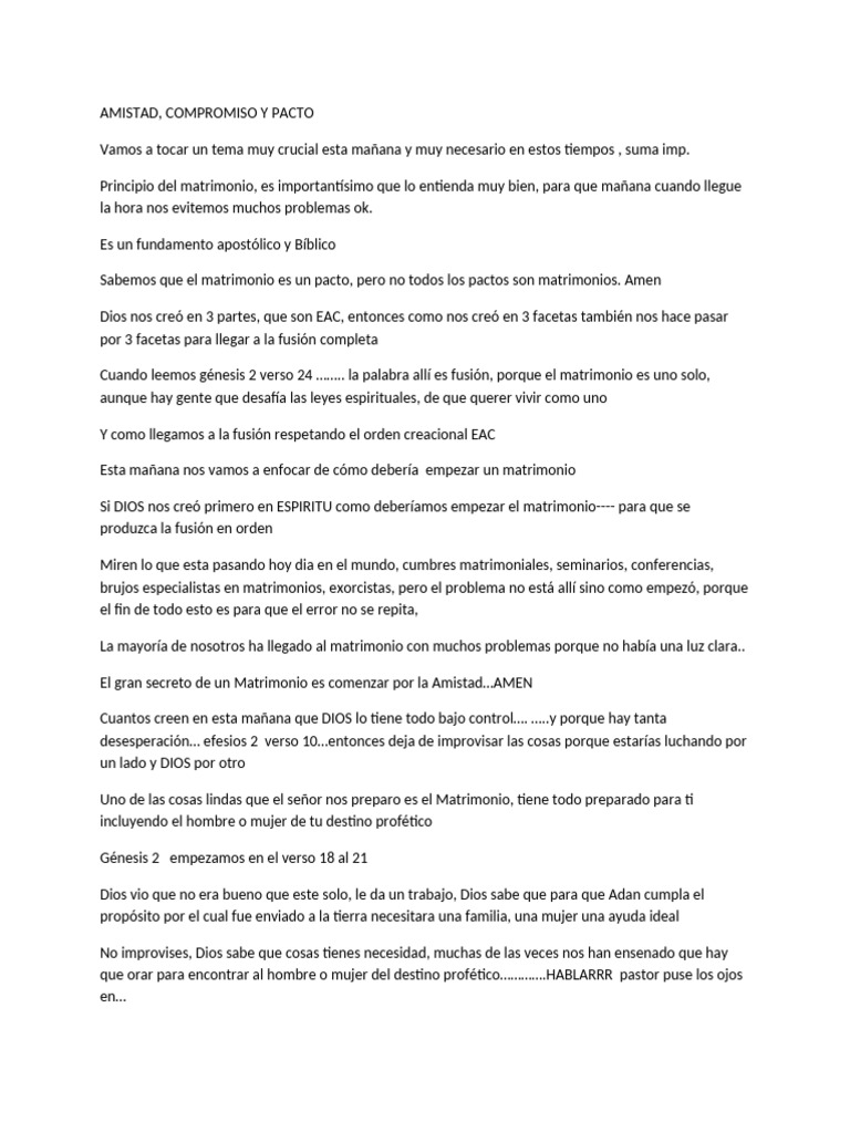AMISTAD, COMPROMISO Y PACTO | PDF | Creencia religiosa y doctrina