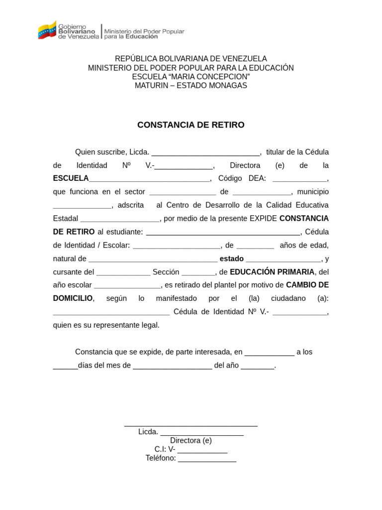 Formato Constancia de Retiro | PDF