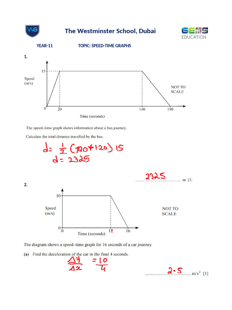 E2.9 - Graphs in Practical Situations - Worksheet | PDF