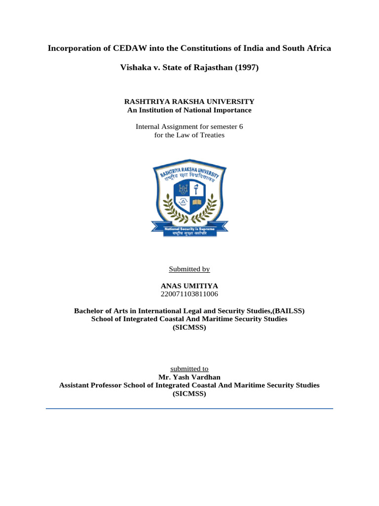 CEDAW's Impact on India's Constitution | PDF | Convention On The ...