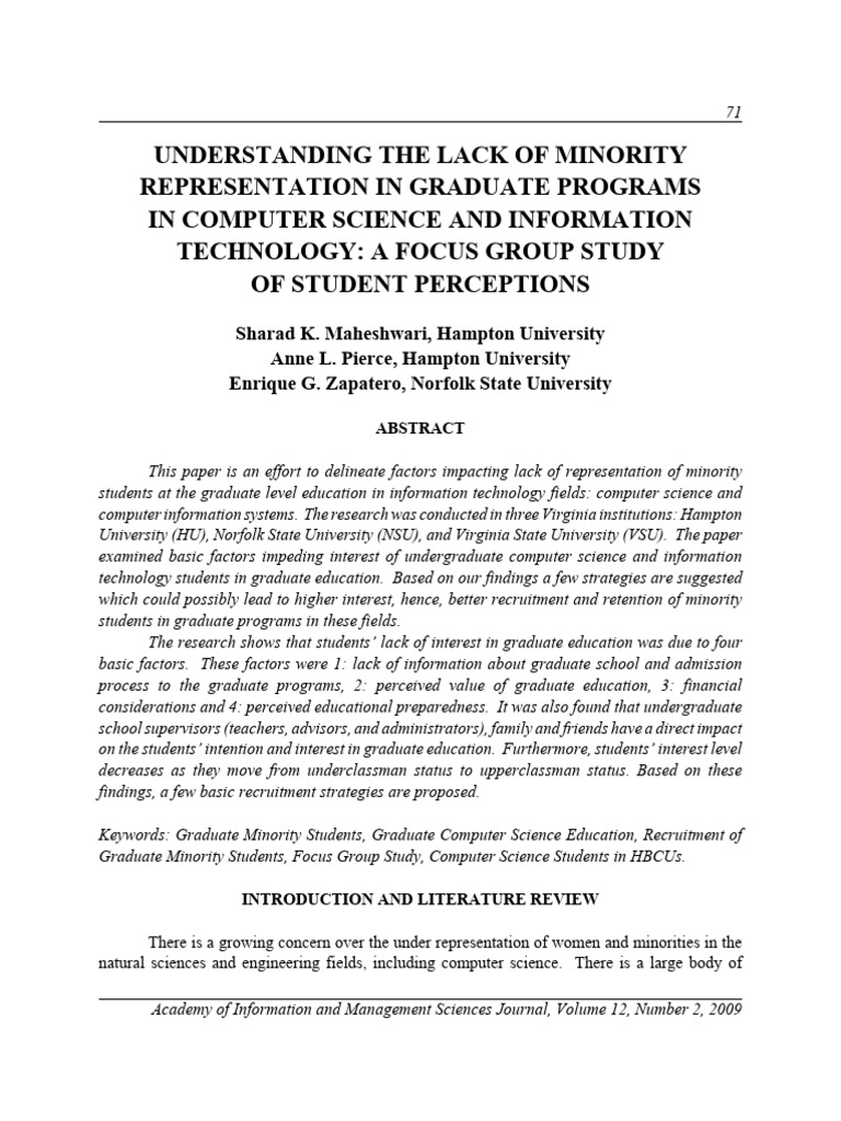 Understanding The Lack of Minority | PDF | Science