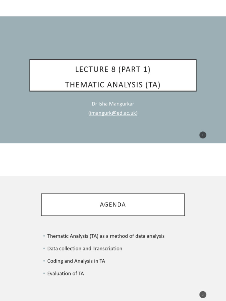 Thematic Analysis Part 1 Week 9 Slides | PDF | Data | Methodology