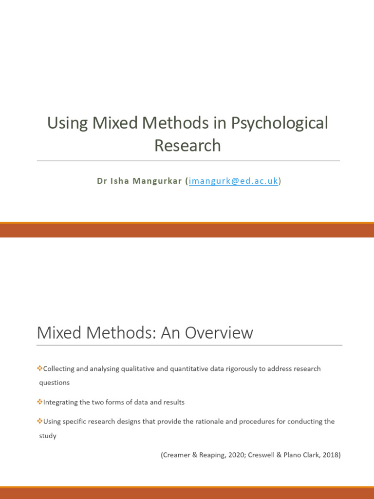 Using Mixed Methods in Psychological Research Part 2 | PDF ...
