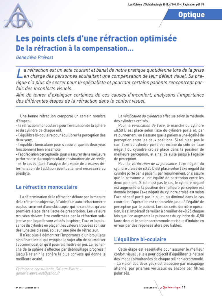 Vérification de la réfraction visuelle | PDF | Œil | Ophtalmologie