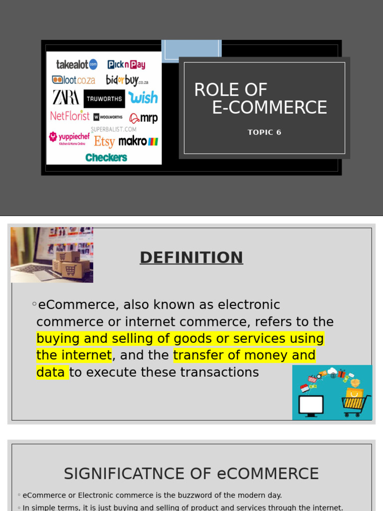 Understanding E-Commerce: Roles & Definitions | PDF | E Commerce ...