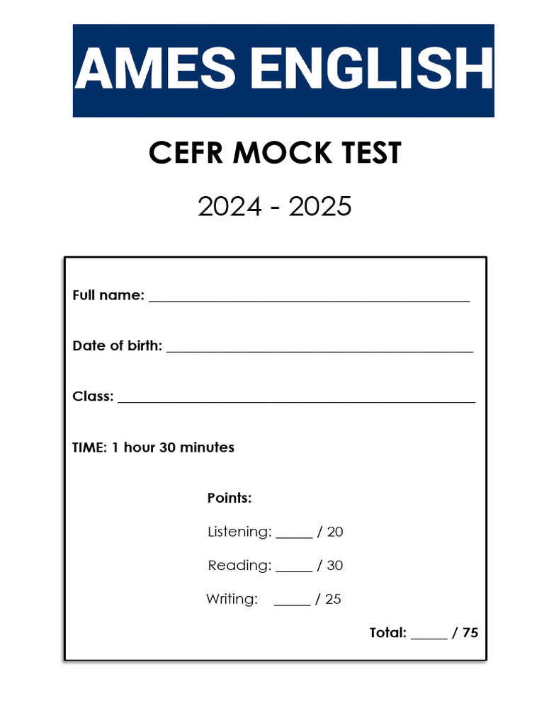 (2024-25) CEFR Mock Test | PDF | Photograph