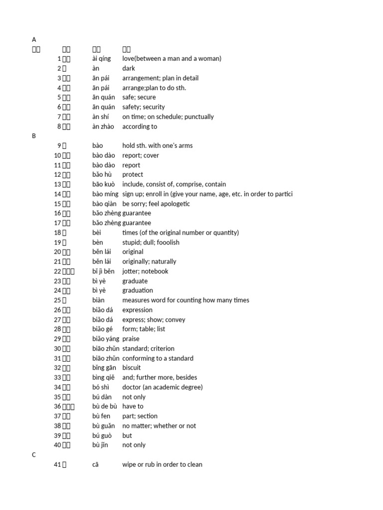 HSK 4 Vocabulary with Examples | PDF