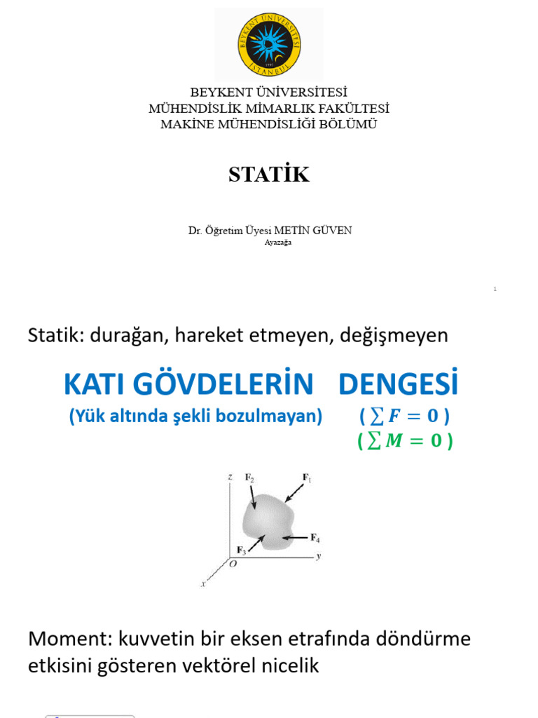 Statics - Lecture Notes - 2 - Turkish | PDF