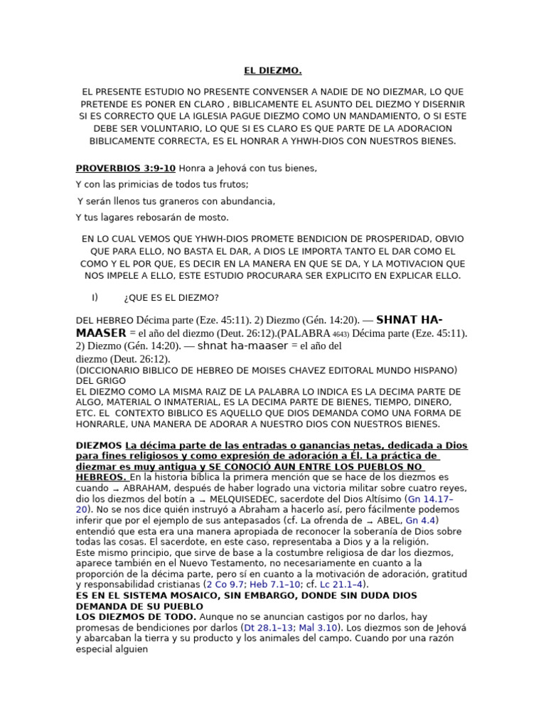 El Diezmo | PDF | Abrahán | Diezmo