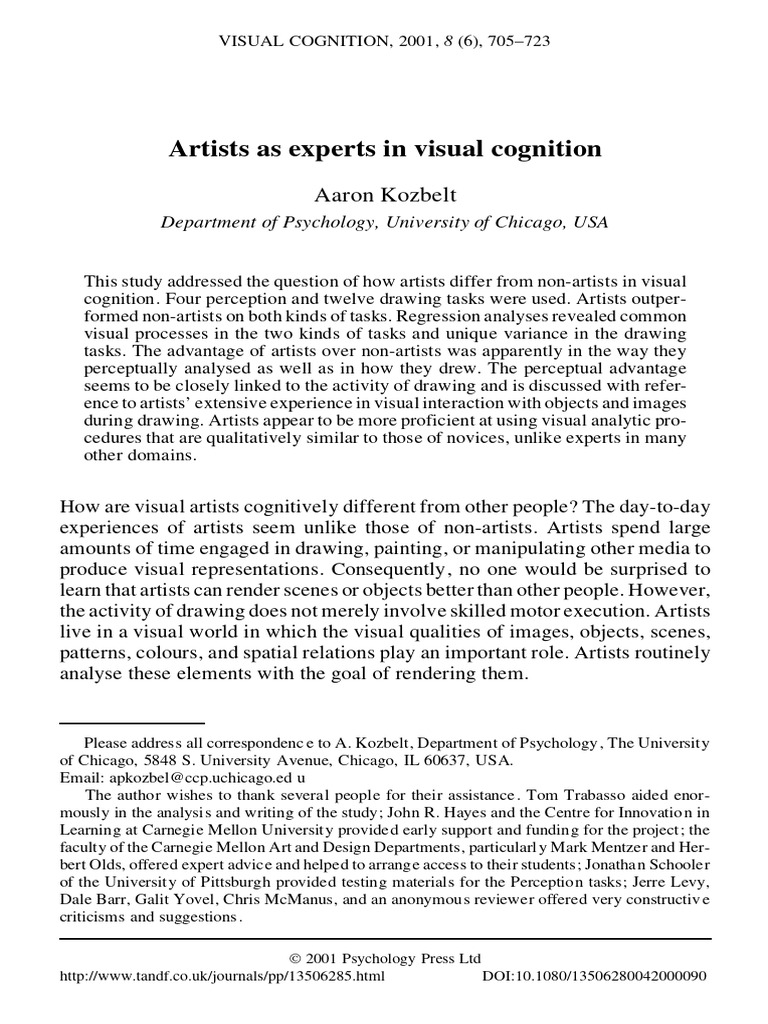 Artists' Visual Cognition vs. Non-Artists | PDF | Expert | Standard Score