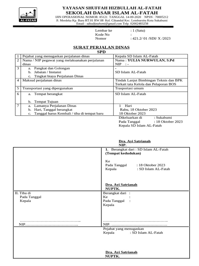 SPPD BARU Lembar Ke 1 | PDF