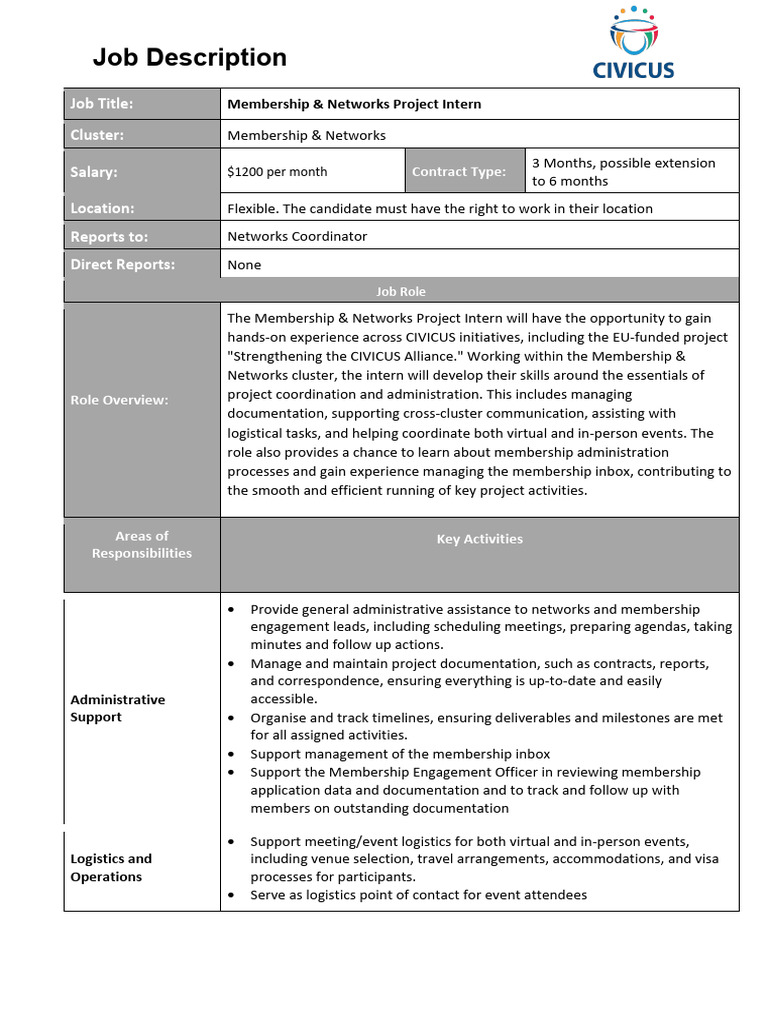 JD-Membership Networks Project Intern 2024 | PDF | Communication | Skill