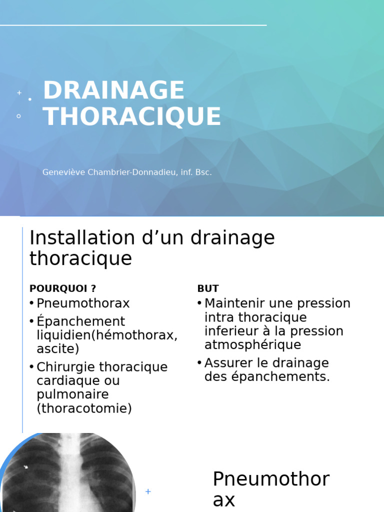 Drain Thoracique | PDF | Pneumologie | Thorax