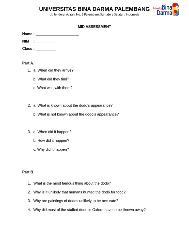 Dodo Answer Sheet | PDF