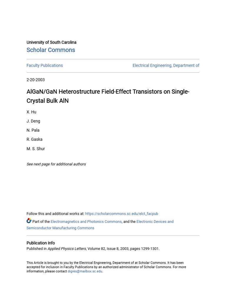 AlGaN - GaN Heterostructure Field-Effect Transistors On Single-Crys | PDF | Wafer (Electronics ...