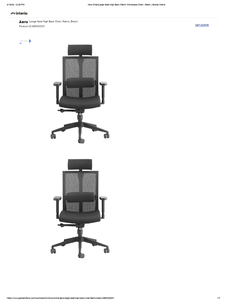 Godrej Aero High Back Office Chair | PDF | Chair | Furniture