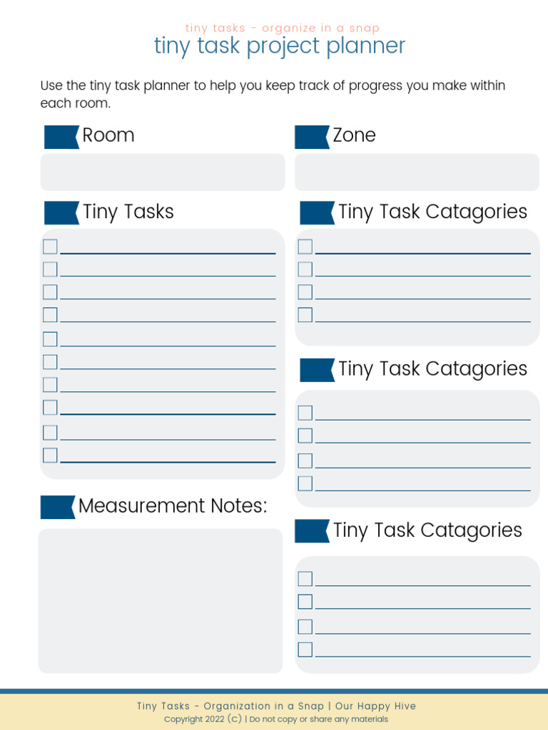 Tiny Tasks Project Planner Our Happy Hive | PDF