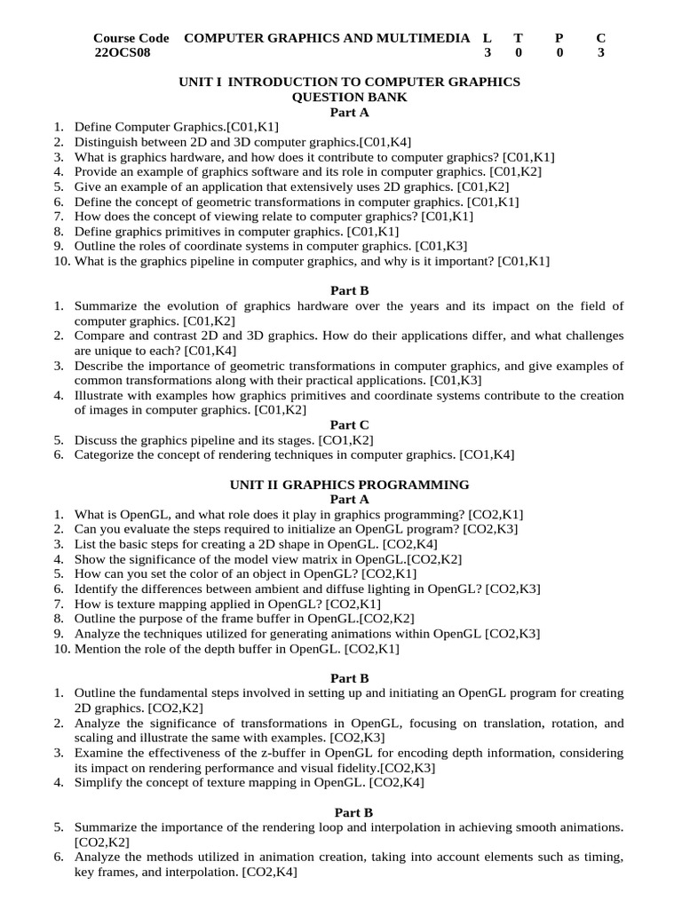 22OCS08-Computer Graphics and Multimedia Q Uestion Bank Updated New | PDF | Virtual Reality | 3 ...