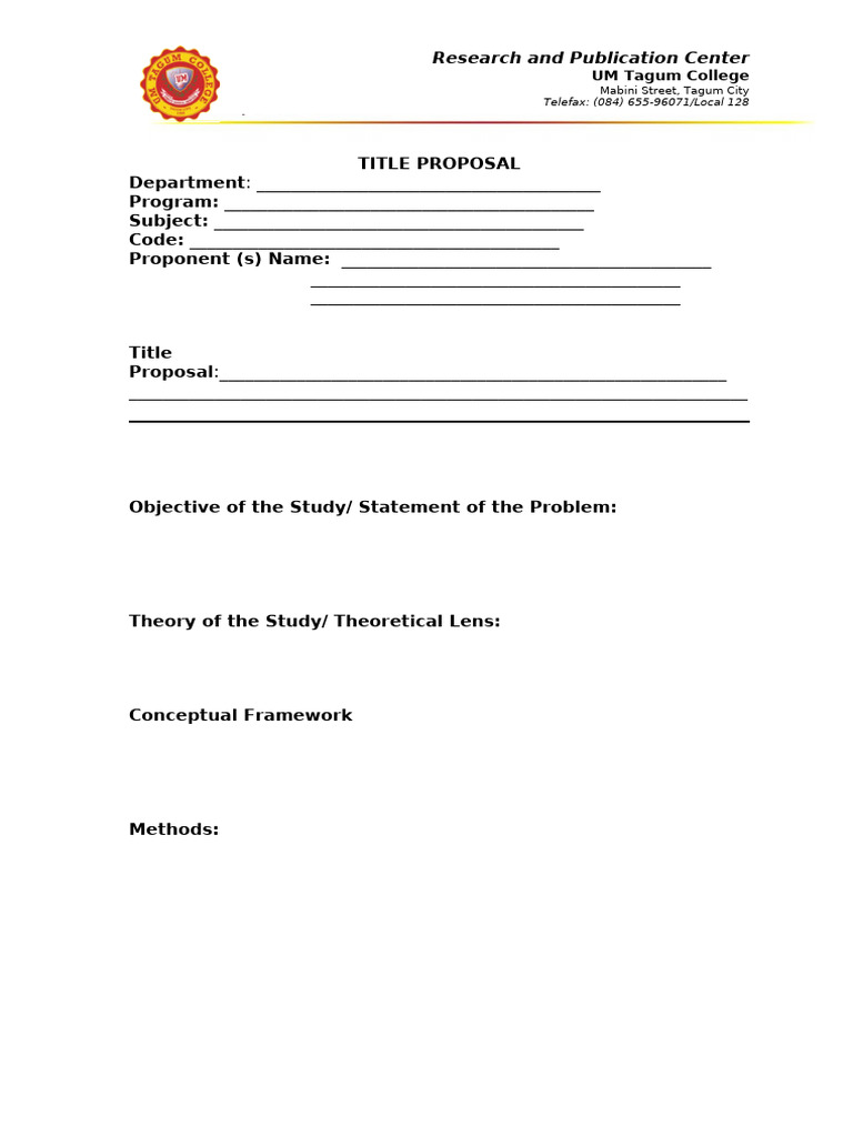 Title Proposal Template for Research | PDF