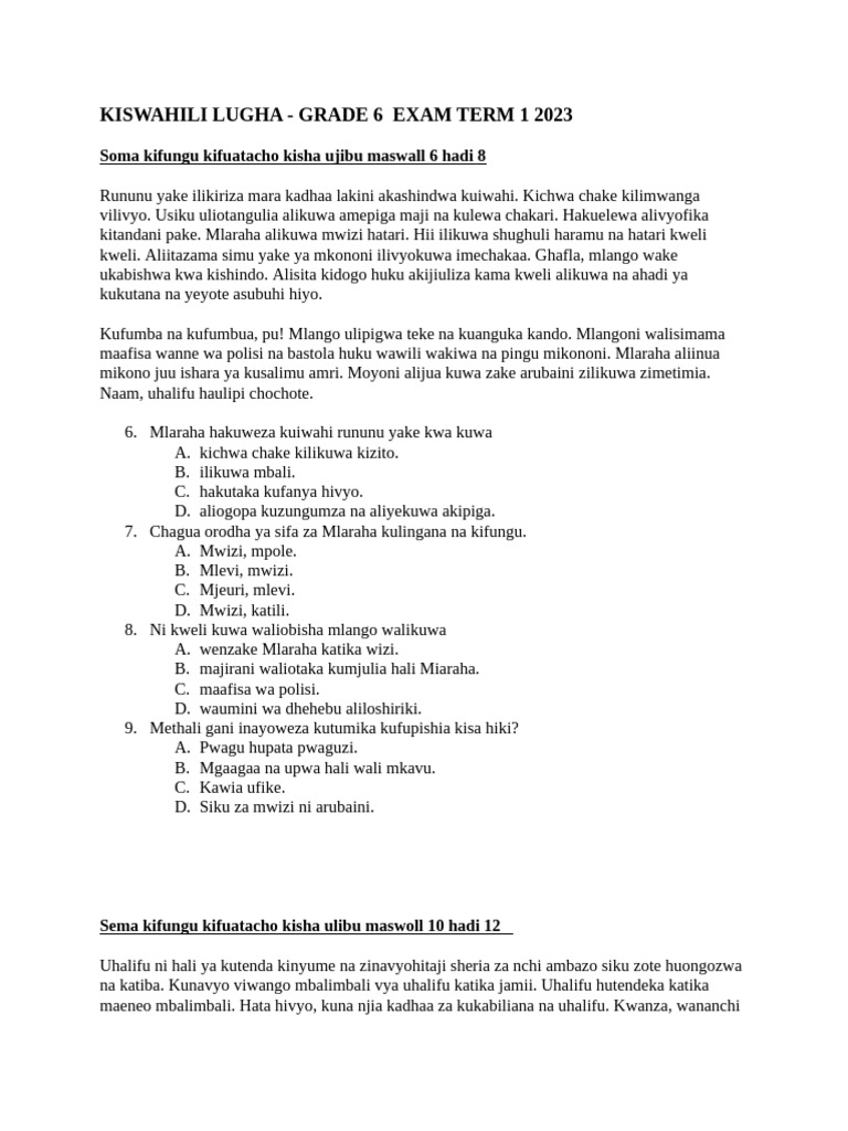 Kiswahili Lugha | PDF
