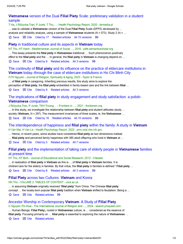 Filial Piety Vietnam - Google Scholar | PDF | Vietnam