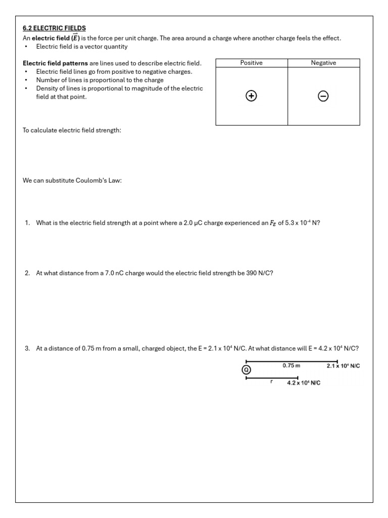 Understanding Electric Fields and Calculations | PDF