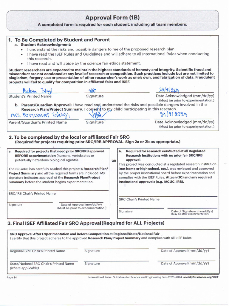 Approval Form (1B) - Pachara | PDF