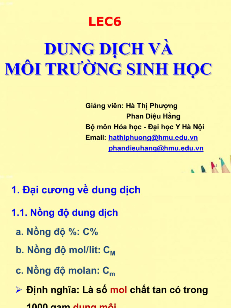 S1.2 - LEC 6 - Dung Dịch Và Môi Trường Sinh Học | PDF