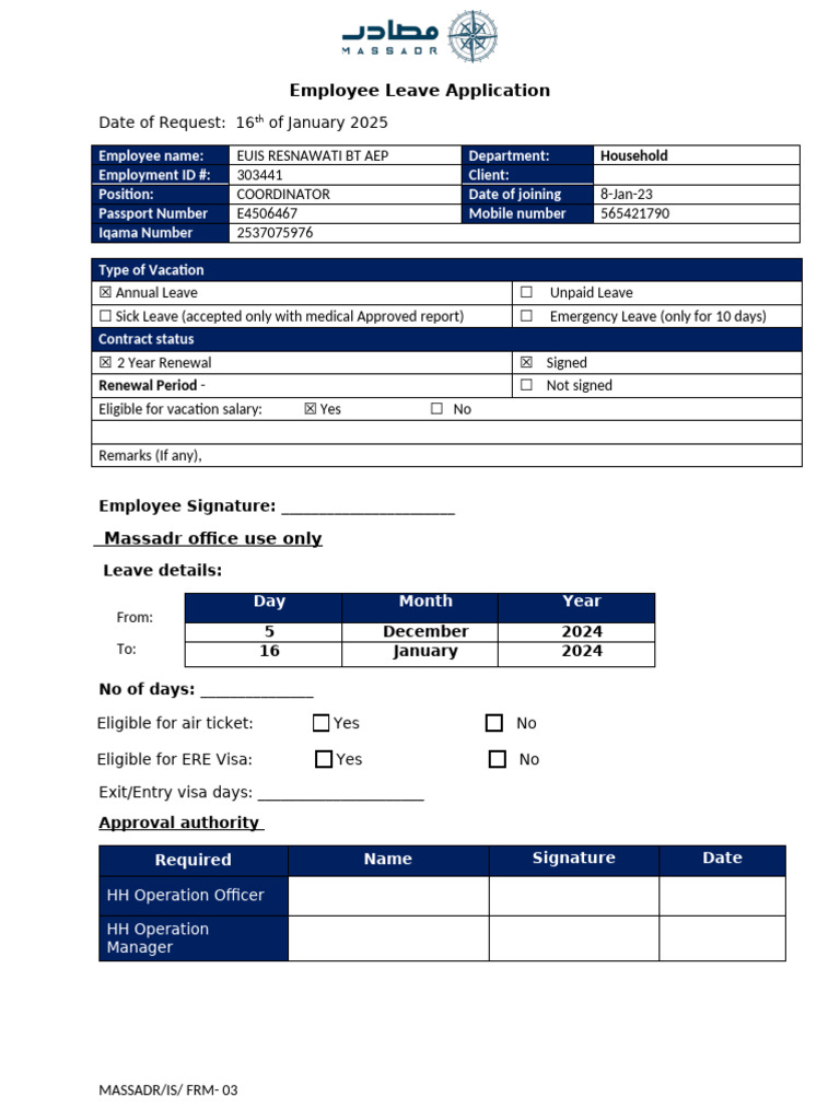 LEAVE APPLICATION | PDF