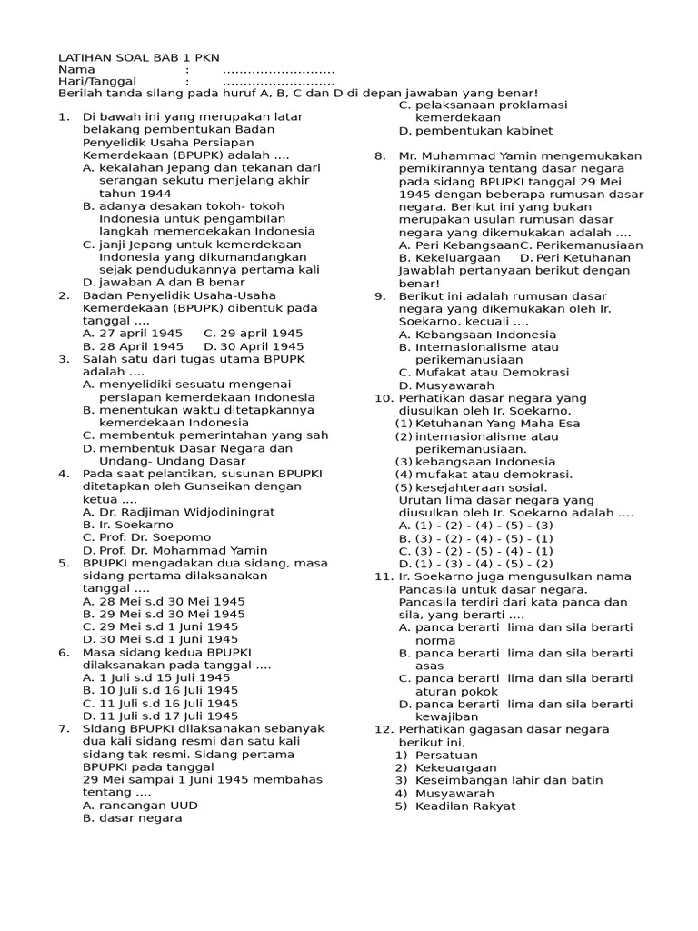 Latihan Soal PKN | PDF