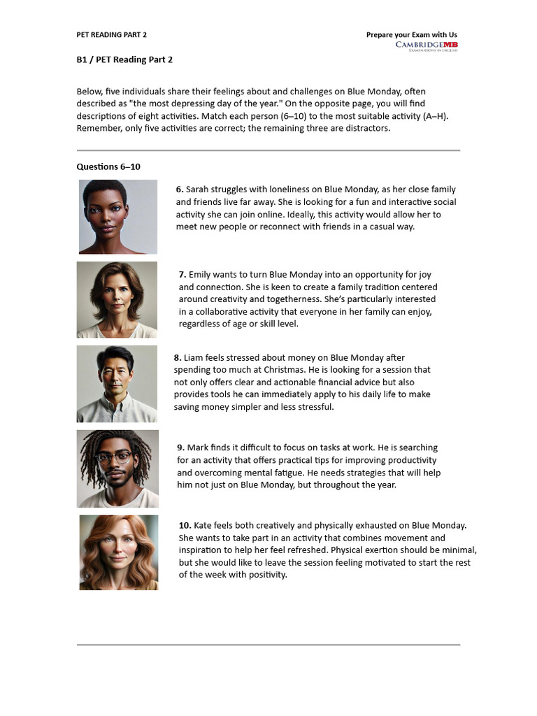 B1_Reading-part-2-examenes-came-english | PDF | Mindfulness | Psychology