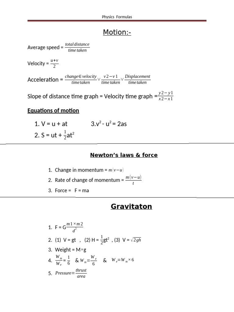 PHYSICS FORMULA | PDF