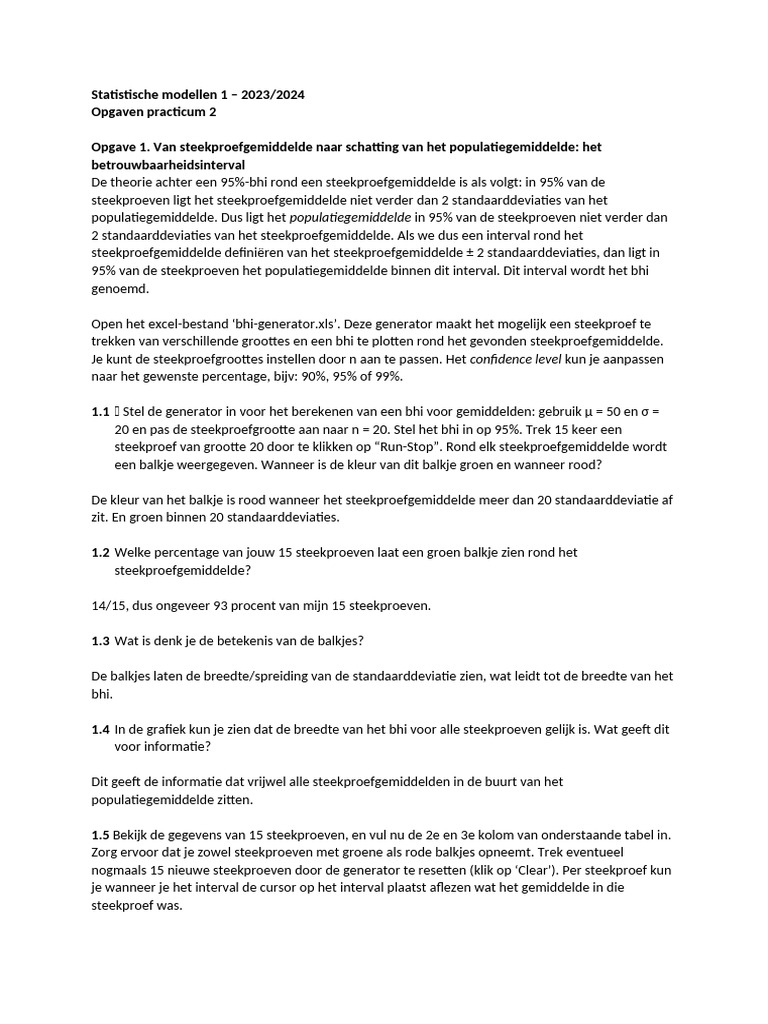 SM1 Practicum 2 - Opgaven | PDF