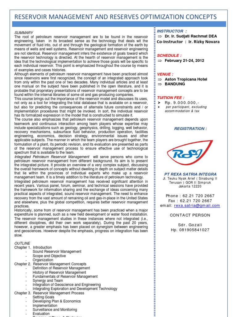 Reservoir Management and Reserves Optimization Concepts | PDF | Petroleum Reservoir | Engineering