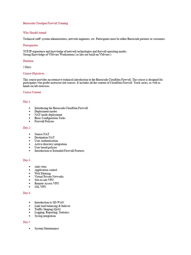 Barracuda Cloudgen Firewall Training | PDF