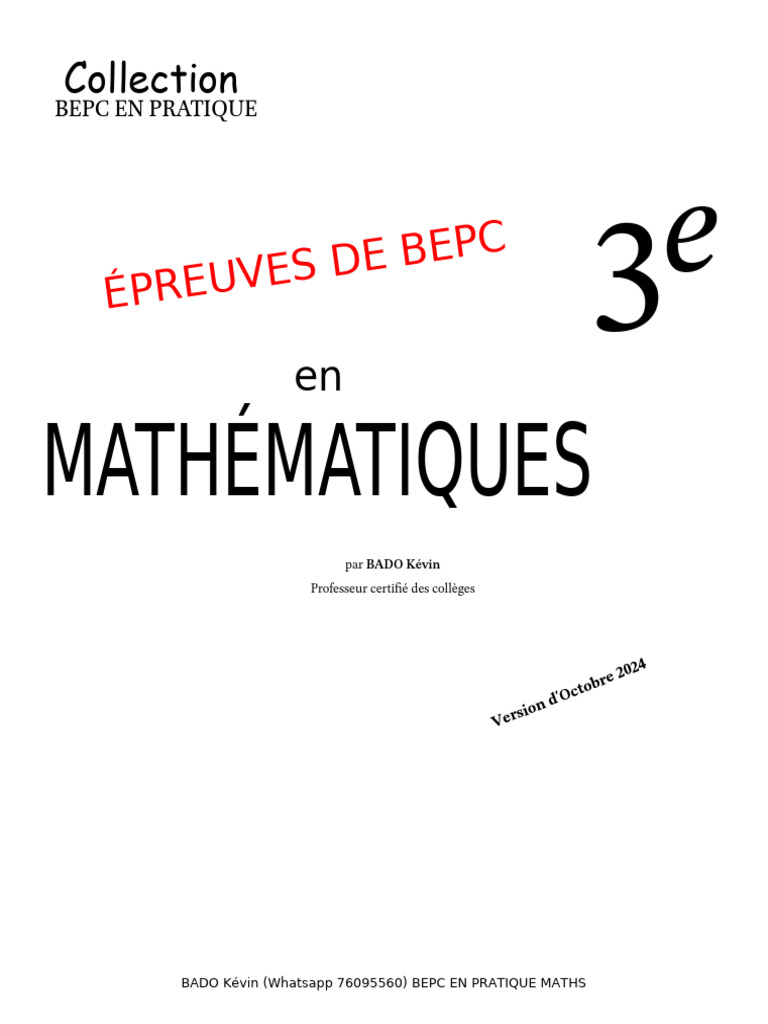 Annales BEPC Mathématiques 2010-2024 | PDF | Triangle | Cercle