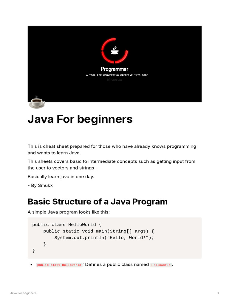 Java for Begineers Coding.kowledge PDF | PDF | Trigonometric Functions | Integer (Computer Science)