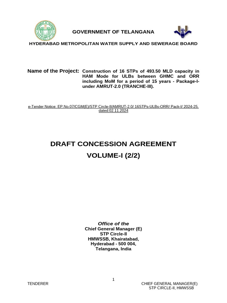 Vol 1 Bid Doc Concn.agt 16 STPs Final | PDF | Breach Of Contract | Lease