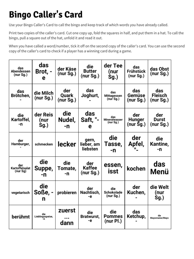 Lektion 9 Bingo Removed | PDF