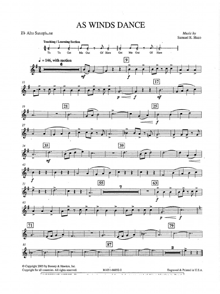 As Winds Dance - Eb Alto Saxophone | PDF