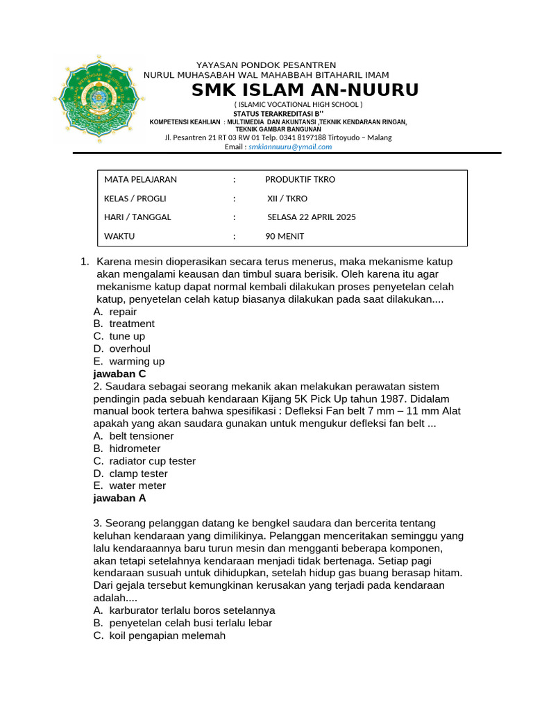 SOAL PSAJ 2025 TKR (1) - Copy | PDF