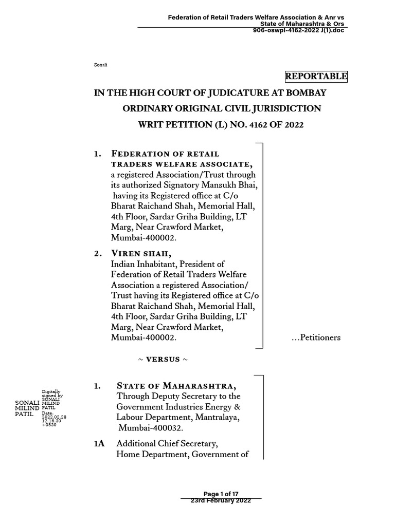 GS Patel Language Judgment | PDF | Mandamus | Writ