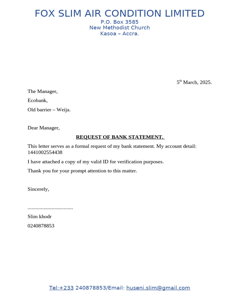 Request of Statements | PDF