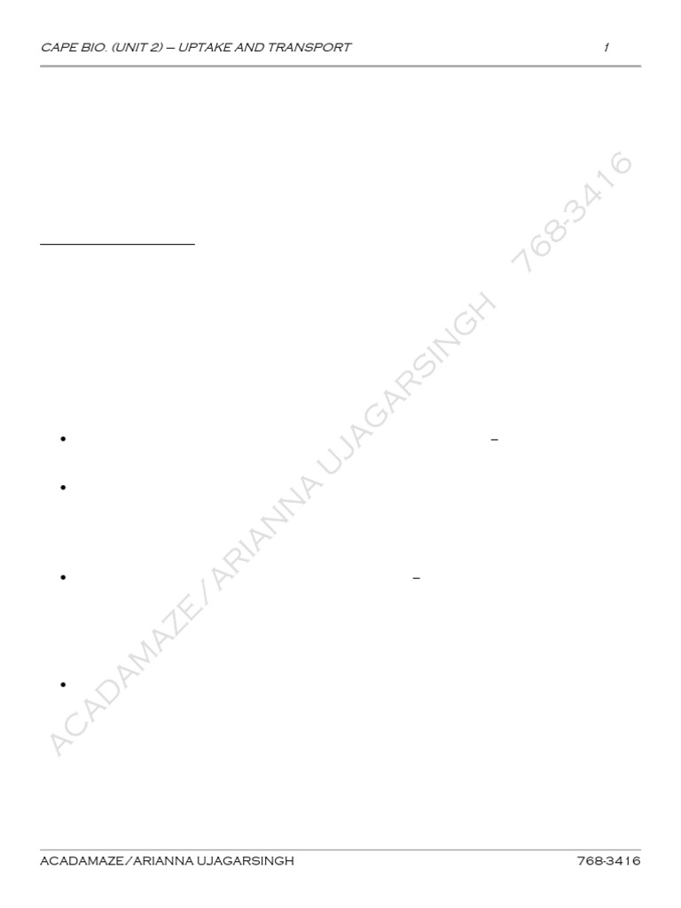 Cape Bio Unit 2 - Uptake and Transport - Part1 | PDF | Leaf ...