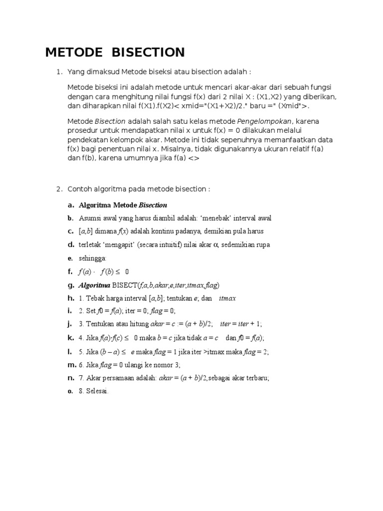 Metode Bisection | PDF | Metode & Bahan Ajar