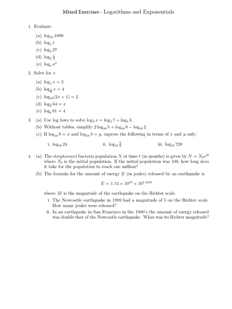 Add Math - Logarithms and Exponentials worksheet - FINAL_Part6 | PDF