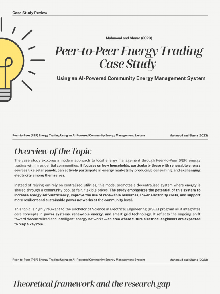 Peer-to-Peer Energy Trading Case Study Review | PDF